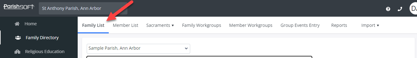 Create/add a new family record – ParishSoft