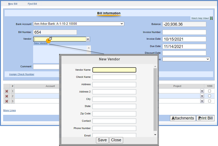 PSA Getting Started - How to create vendors in the Bill Information ...