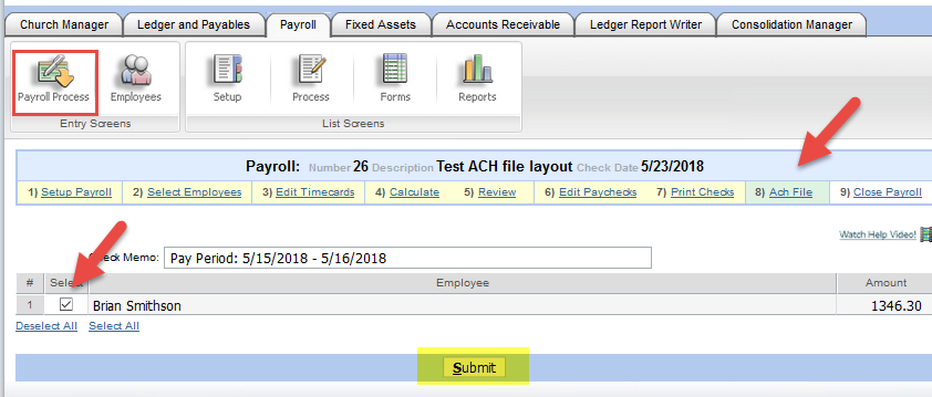 PSA Payroll - ACH: How to generate an ACH file – ParishSoft